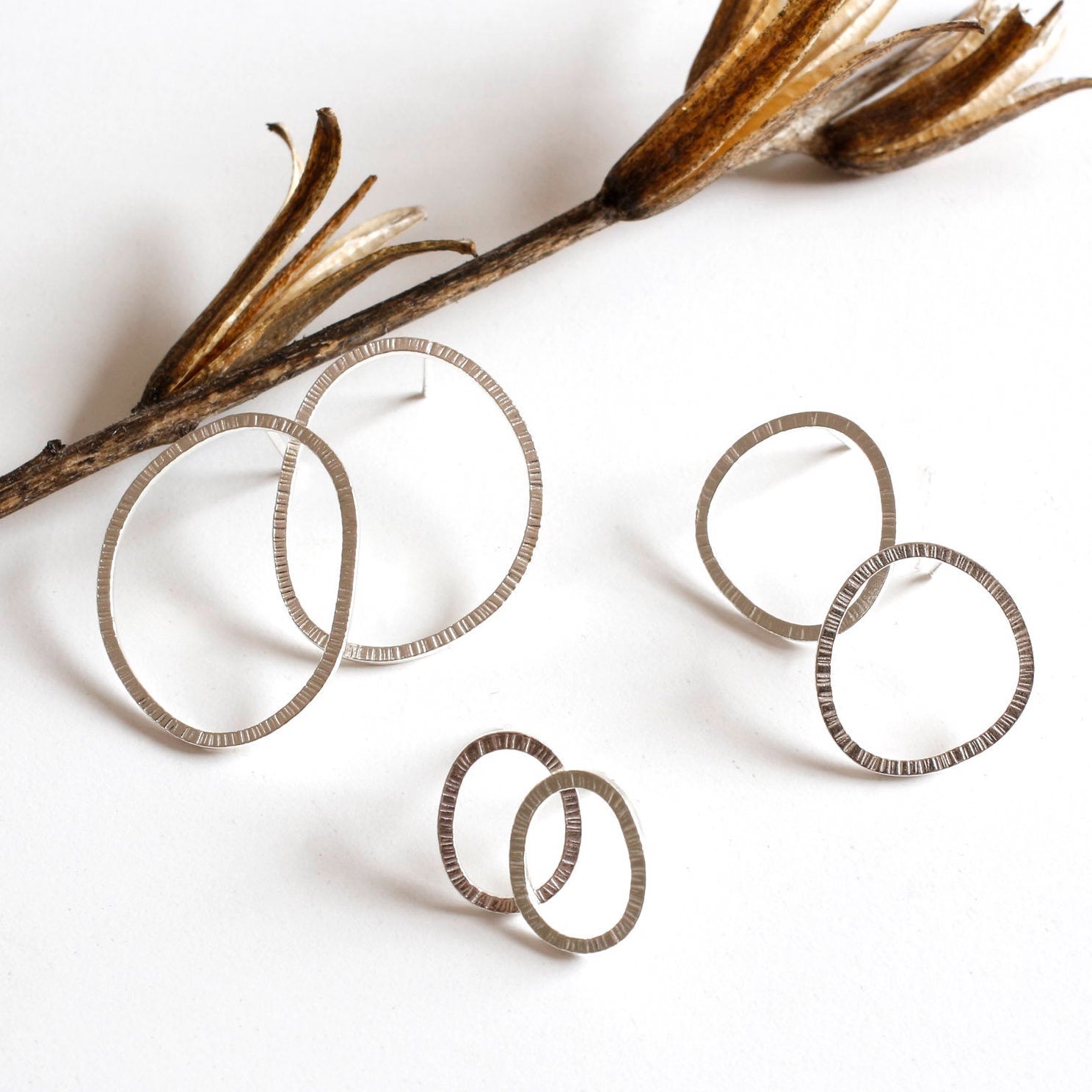 Textured Hoop Studs by Zohre Khodaparast – L.A. Pai Gallery